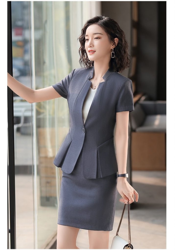Female Elegant Formal Office Work Wear Ladies Grey Blazer Women ...