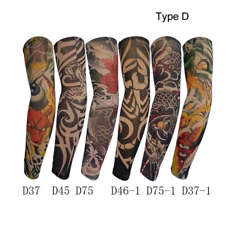12 pieces/lot High Quality Fake Temporary Tattoo Arm Sleeves Kit Nylon ...