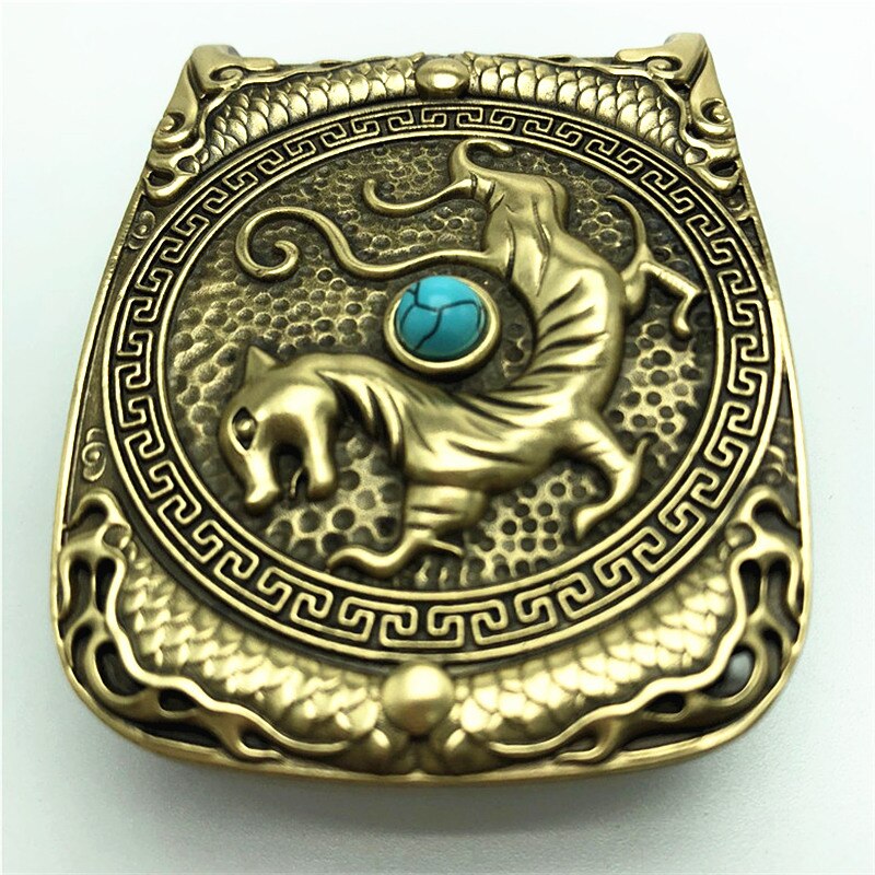 Pure Copper Vintage Antique Belt Buckle Big Fortune Chinese White Tiger ...