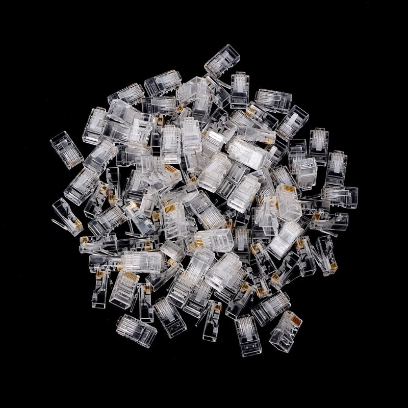 100Pcs/set RJ45 8Pin Connector CAT6 Network Cable Modular Ethernet ...