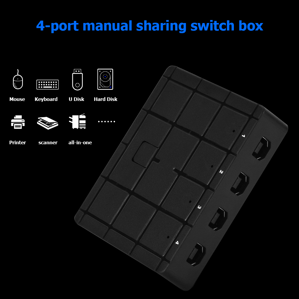 4 Ports USB 2.0 Manual Printer Peripheral Sharing Switch for PC Scanner ...