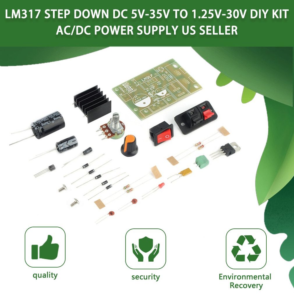 LM317 Step Down DC 5V-35V to 1.25V-30V DIY Kit AC/DC Power Supply US ...