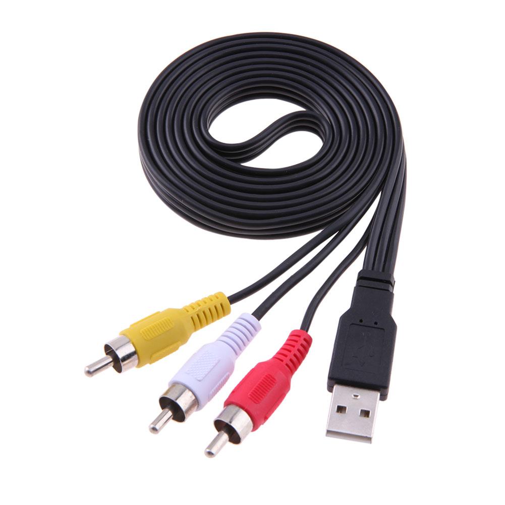 New 1.5M 5ft USB Male A to 3 RCA AV A/V TV Adapter Cord Cable Audio AV ...