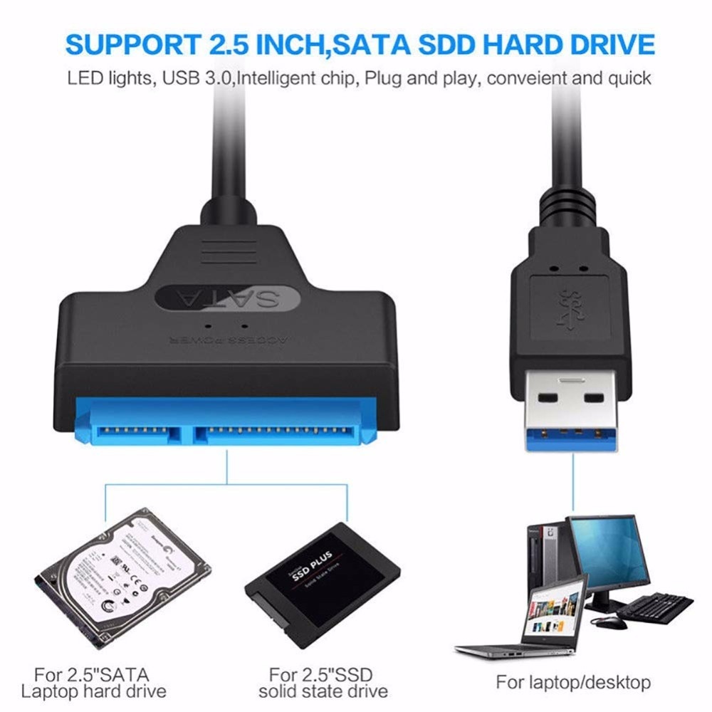 USB to SATA Cable USB3.0 to SATA 22PIN Harddisk drive for external 2.5 ...